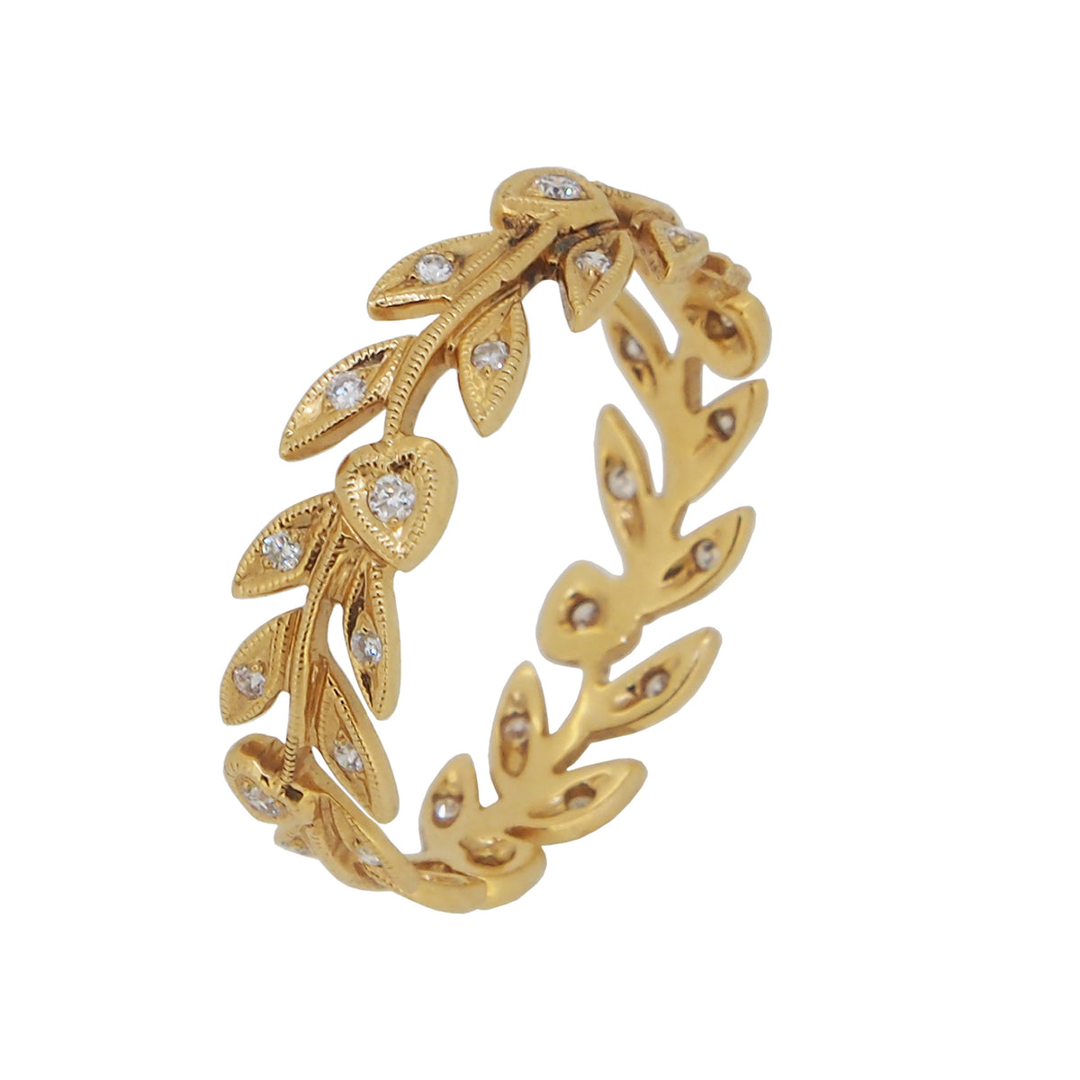Diamond Set Leaf Pattern Band Ring - News - Andrew Lamputt Silversmith ...